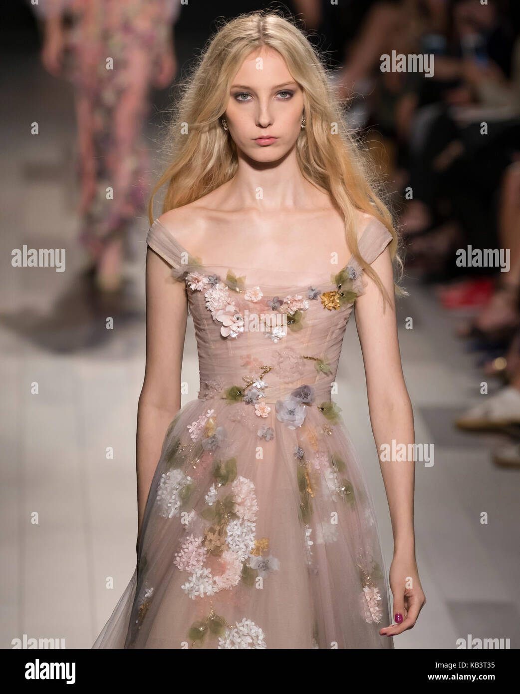 NEW YORK, NY - September 13, 2017: Sasha Komarova walks the runway at ...