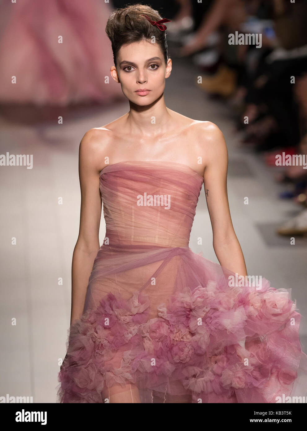 NEW YORK, NY - September 13, 2017: Charlee Fraser walks the runway at ...