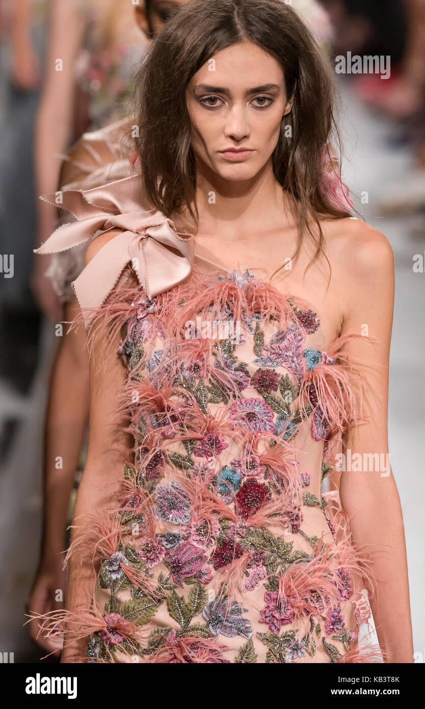 NEW YORK, NY - September 13, 2017: Amanda Googe walks the runway at the ...
