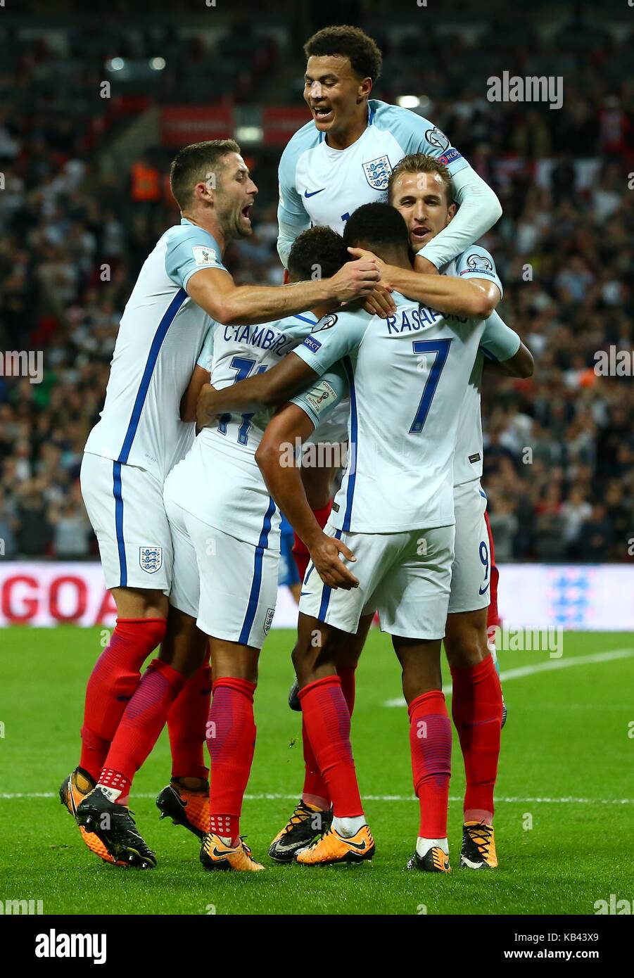 Marcus Rashford of England celebrates scoring during the FIFA World Cup ...