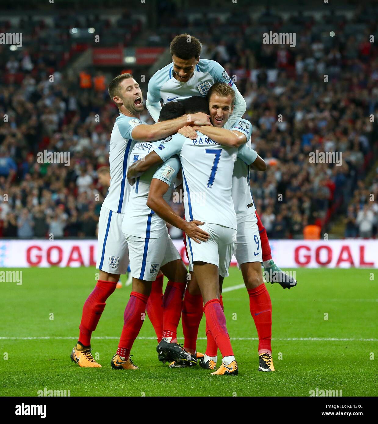 Marcus Rashford of England celebrates scoring during the FIFA World Cup ...