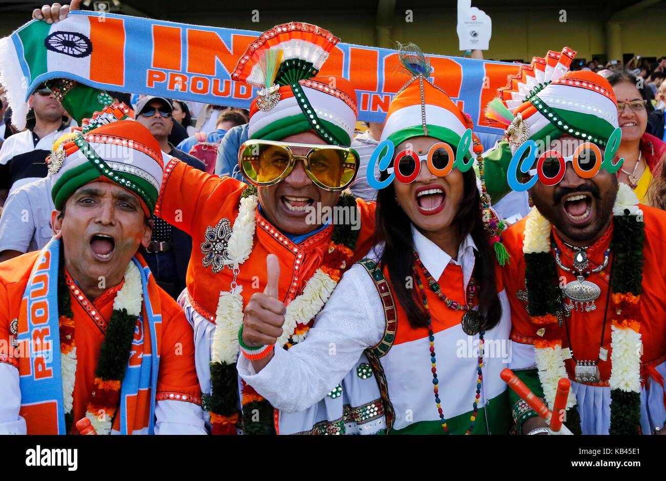 Indian fans celebrate victory after the ICC Champions Trophy 2017 match ...