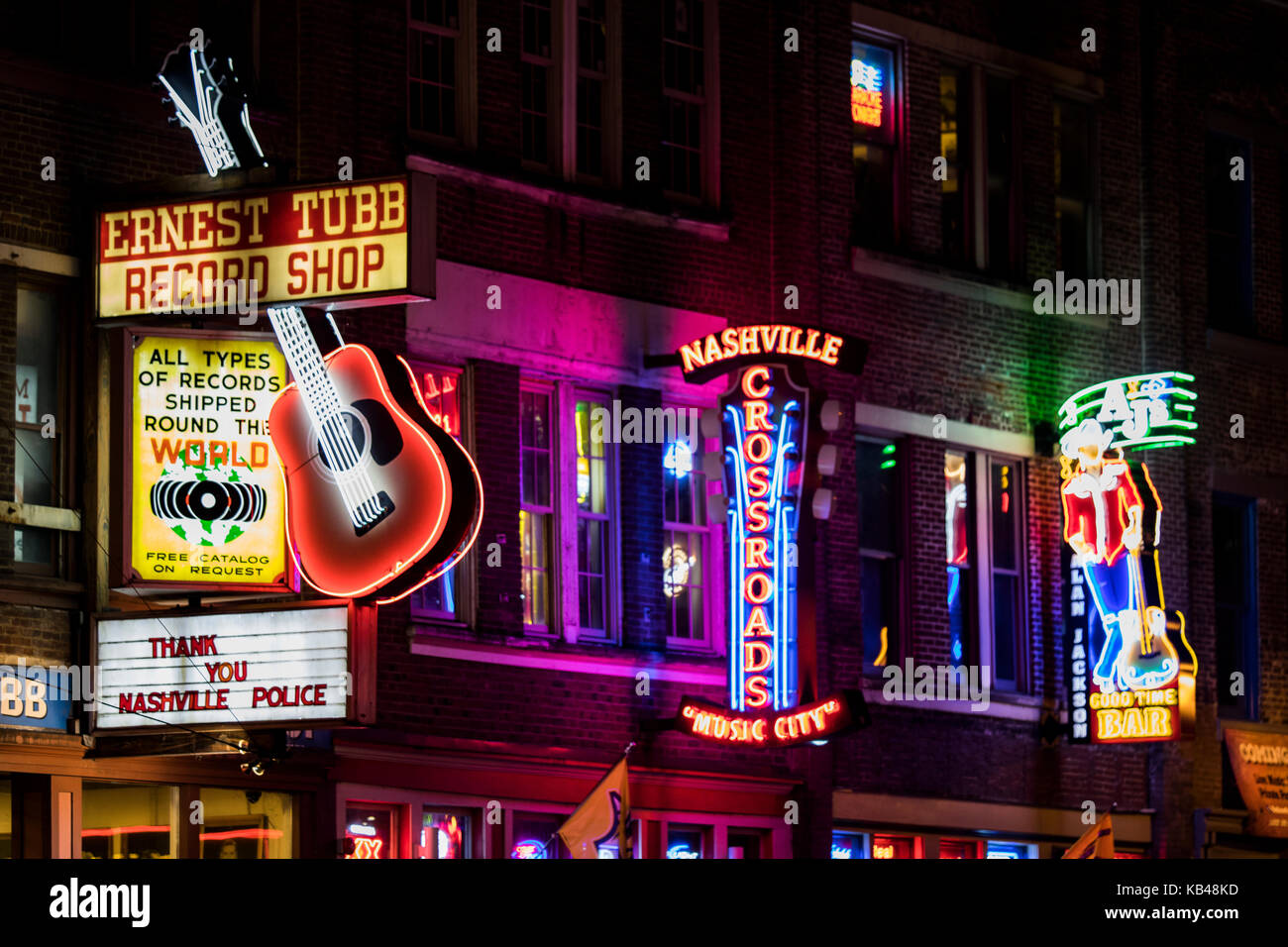 Nashville Broadway Signs Stock Photo - Alamy