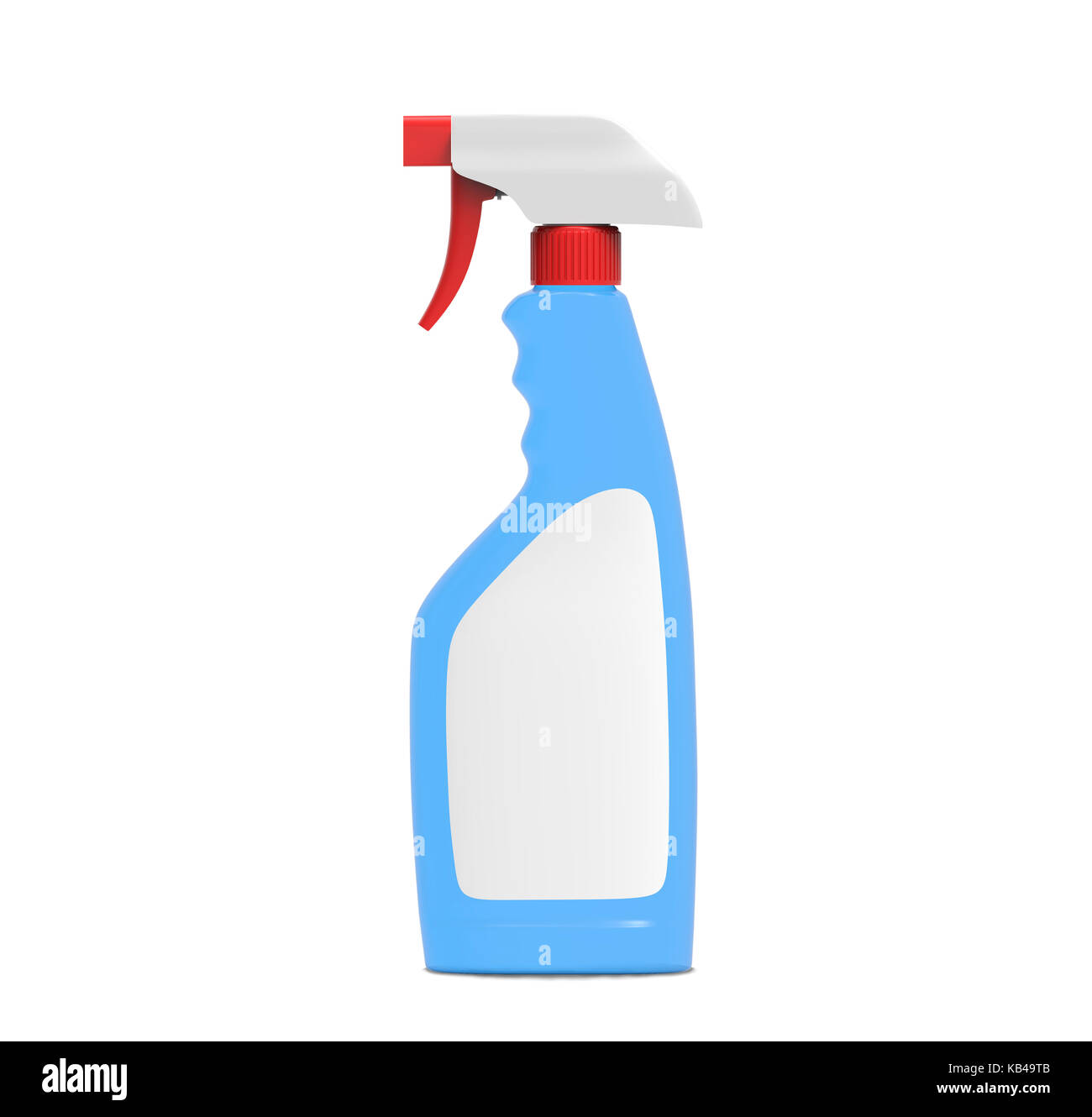 Glass Cleaner mockup, 3d rendering blue spray bottle template with red ...