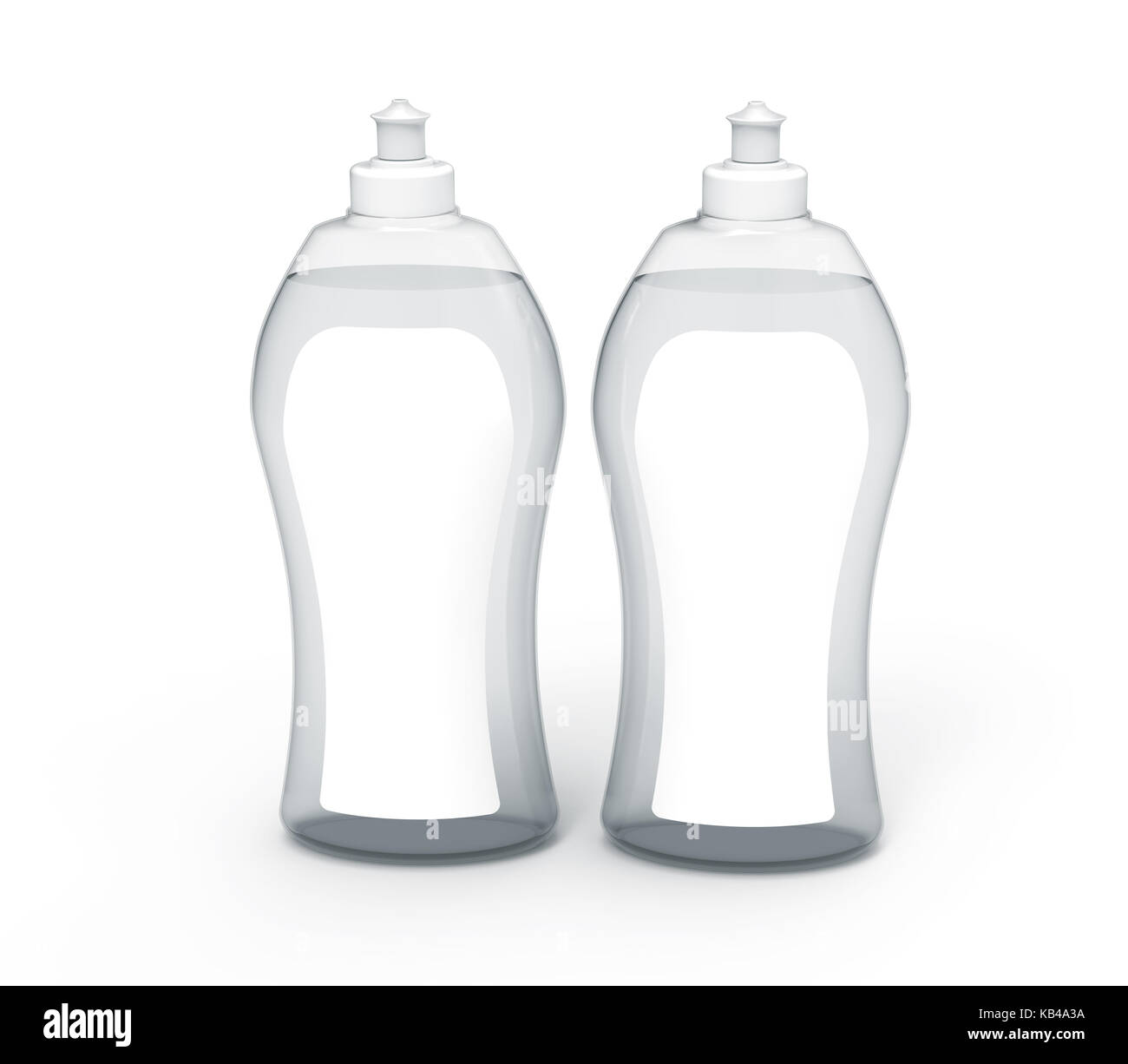 3D rendering Dishwashing liquid, transparent detergent mockup set with ...