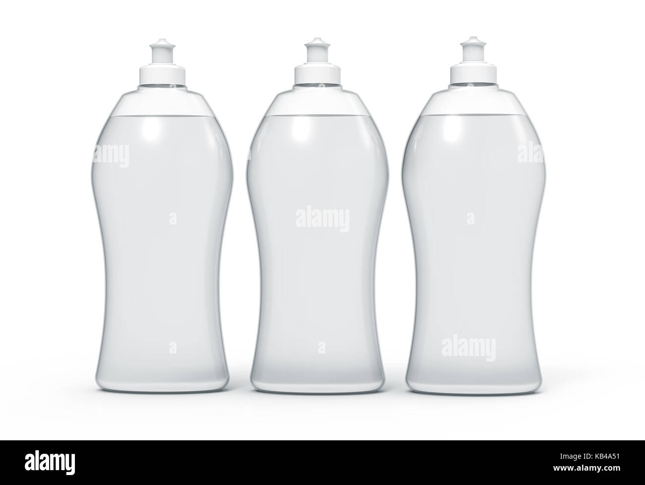 3D rendering Dishwashing liquid, transparent detergent mockup set for ...