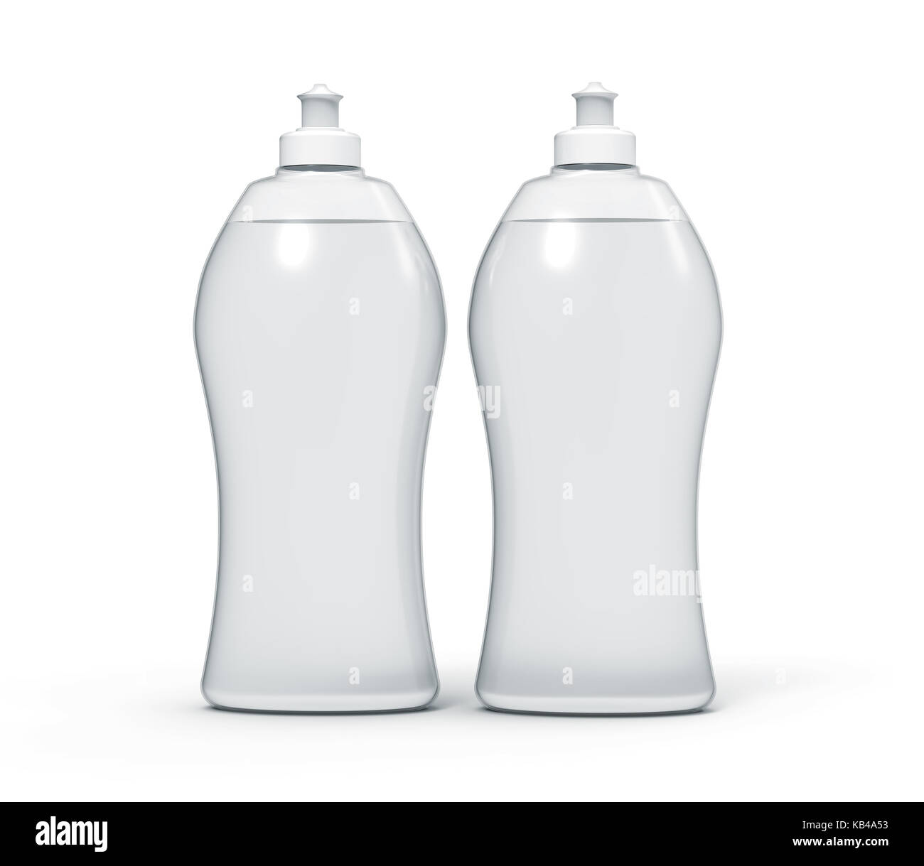 3D rendering Dishwashing liquid, transparent detergent mockup set for ...