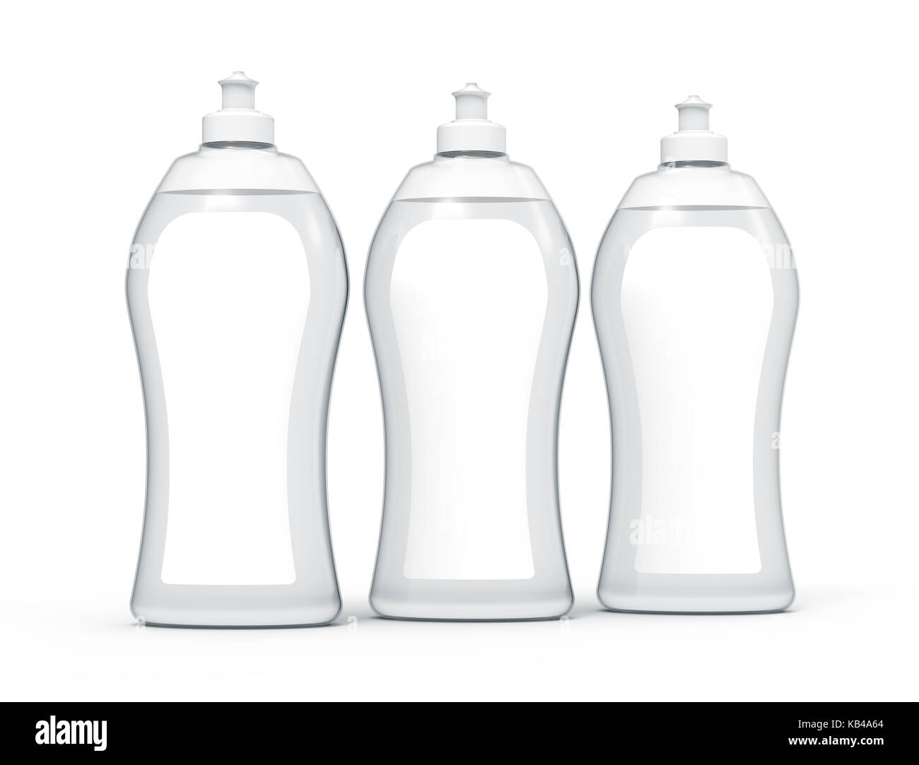 3D rendering Dishwashing liquid, transparent detergent mockup set with ...