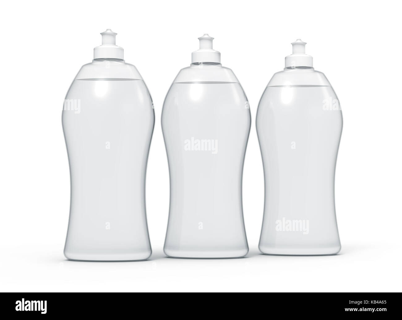 3D rendering Dishwashing liquid, transparent detergent mockup set for ...