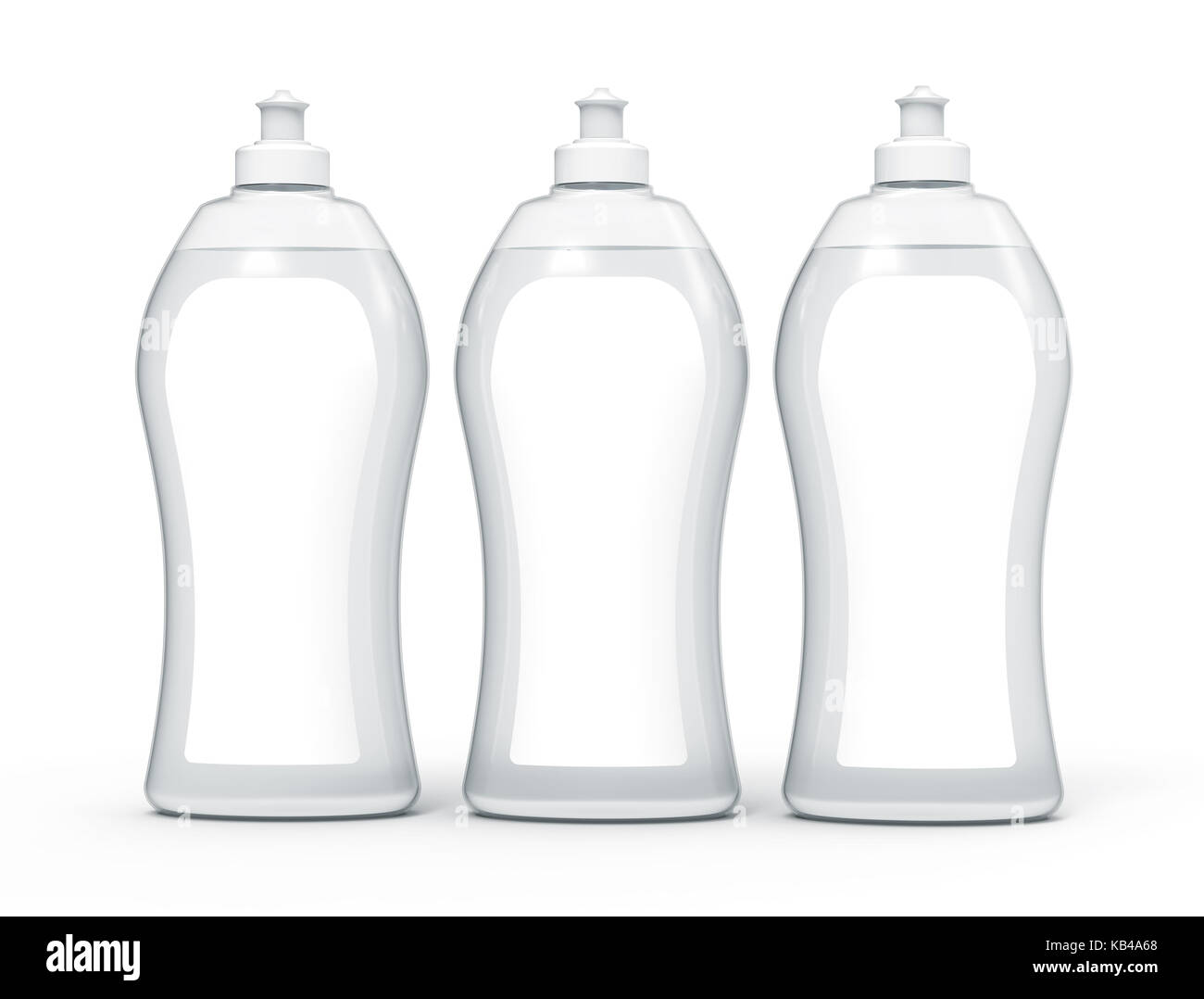 3D rendering Dishwashing liquid, transparent detergent mockup set with ...