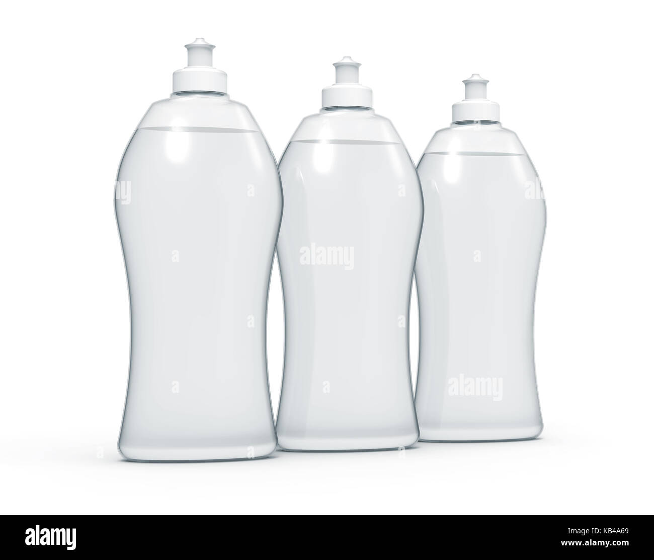 3D rendering Dishwashing liquid, transparent detergent mockup set for ...