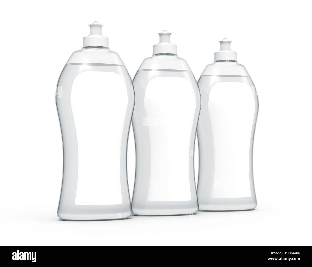 3D rendering Dishwashing liquid, transparent detergent mockup set with ...