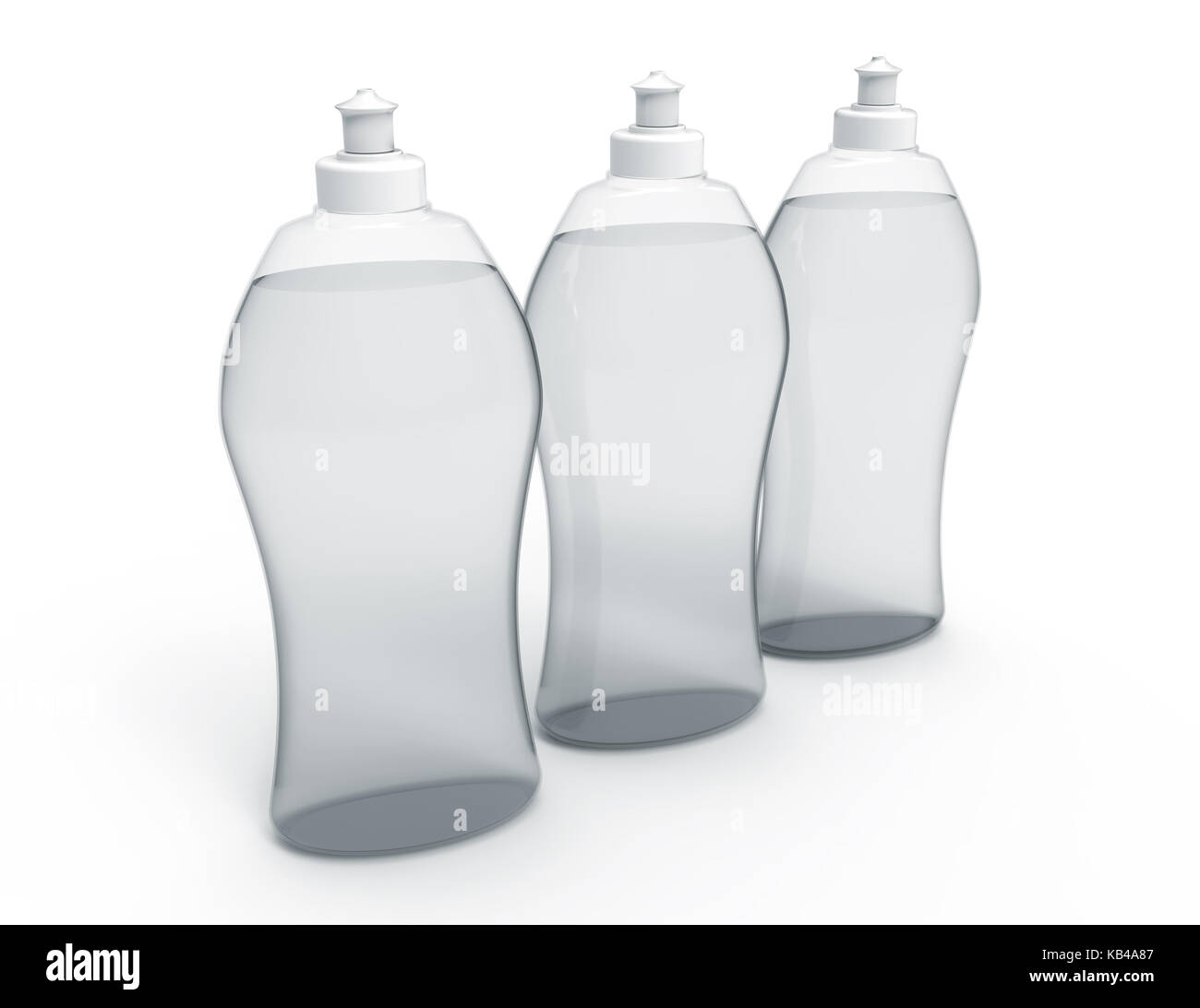3D rendering Dishwashing liquid, transparent detergent mockup set for ...