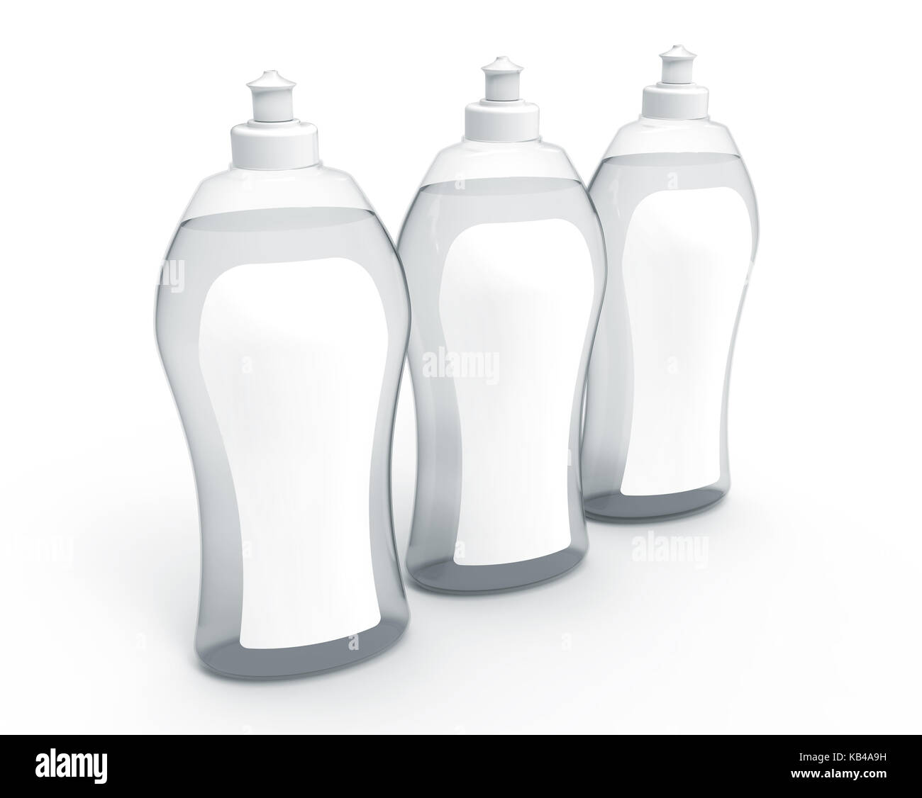 3D rendering Dishwashing liquid, transparent detergent mockup set with ...