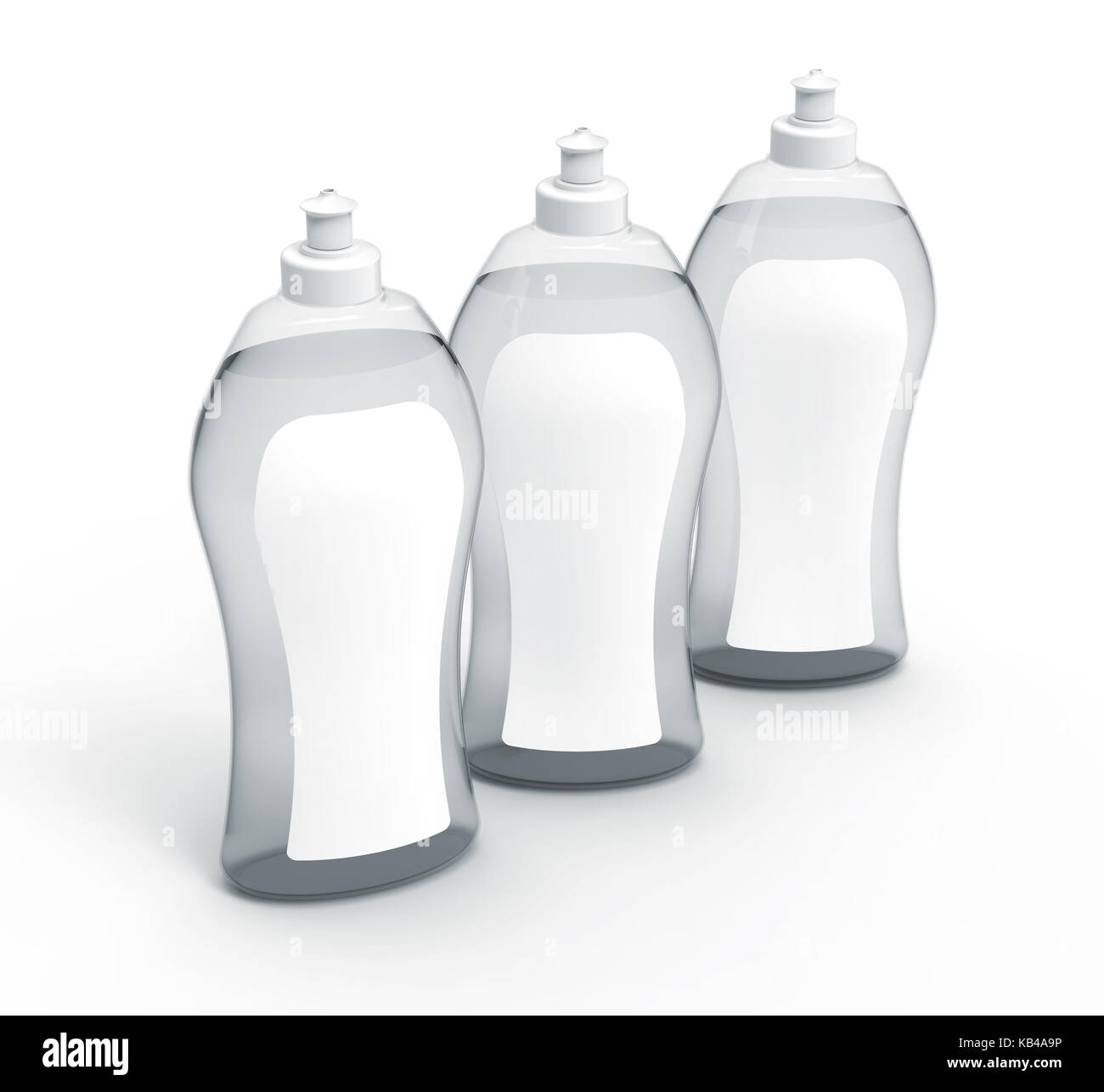 3D rendering Dishwashing liquid, transparent detergent mockup set with ...