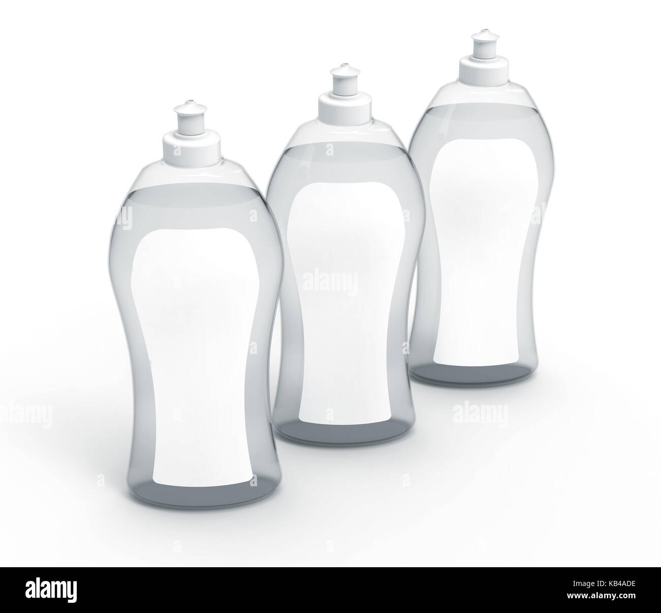 3D rendering Dishwashing liquid, transparent detergent mockup set with ...