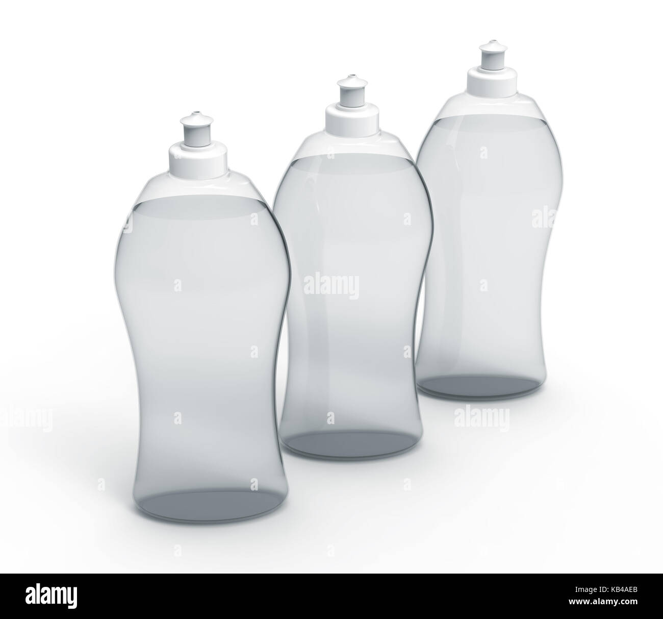 3D rendering Dishwashing liquid, transparent detergent mockup set for ...