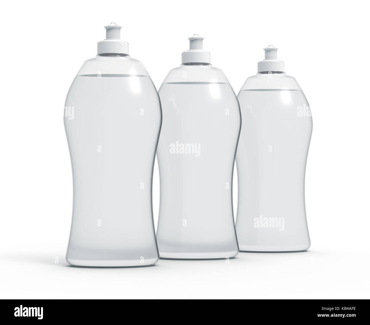 3D rendering Dishwashing liquid, transparent detergent mockup set for ...