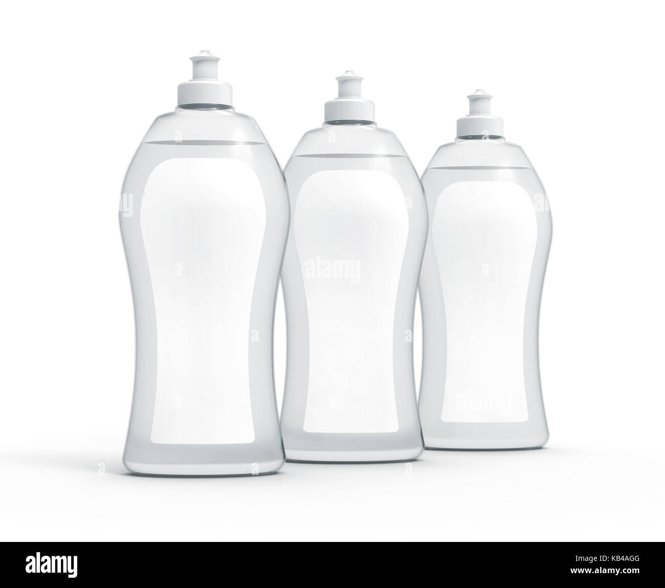3D rendering Dishwashing liquid, transparent detergent mockup set with ...