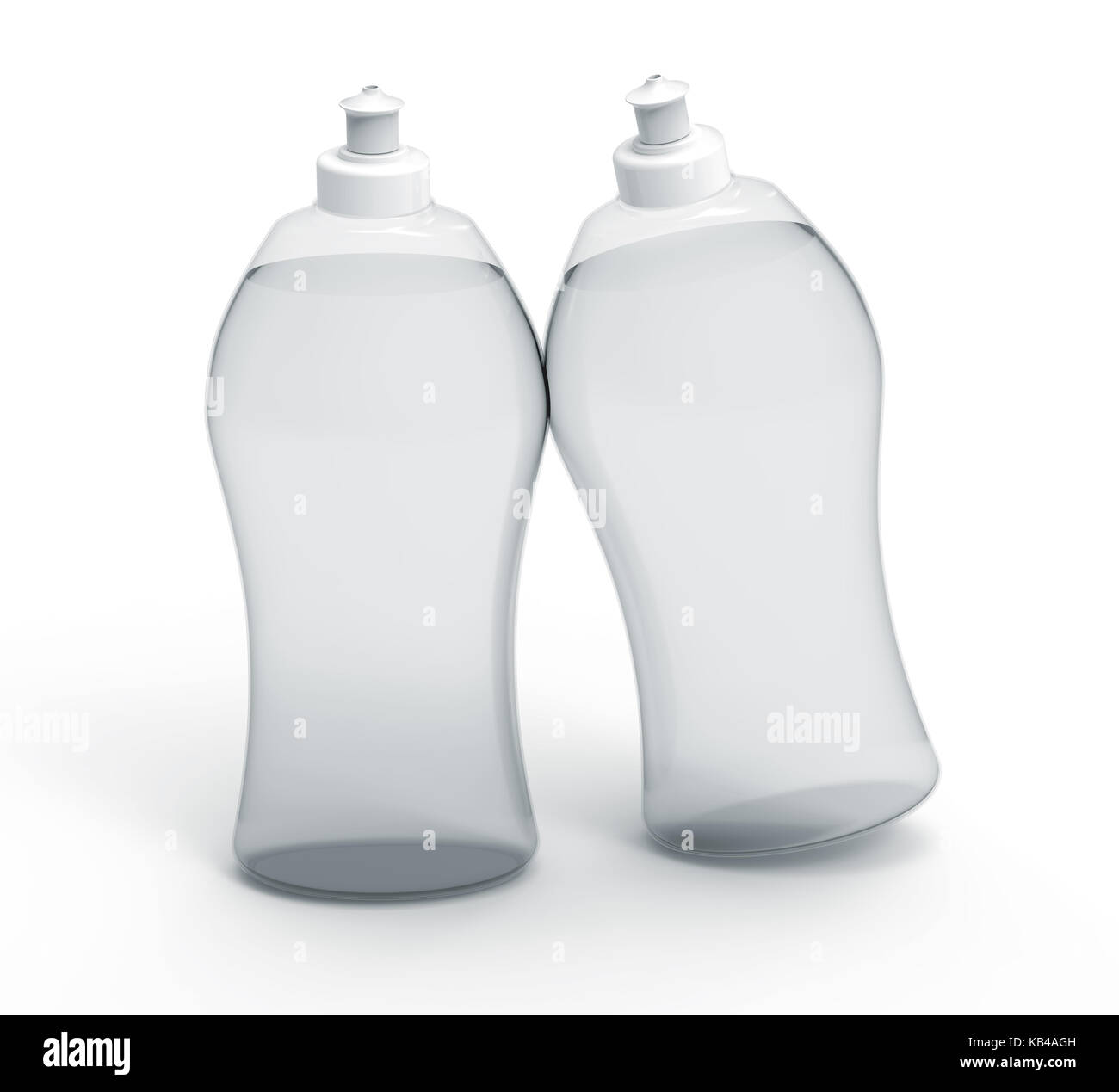 3D rendering Dishwashing liquid, transparent detergent mockup set for ...