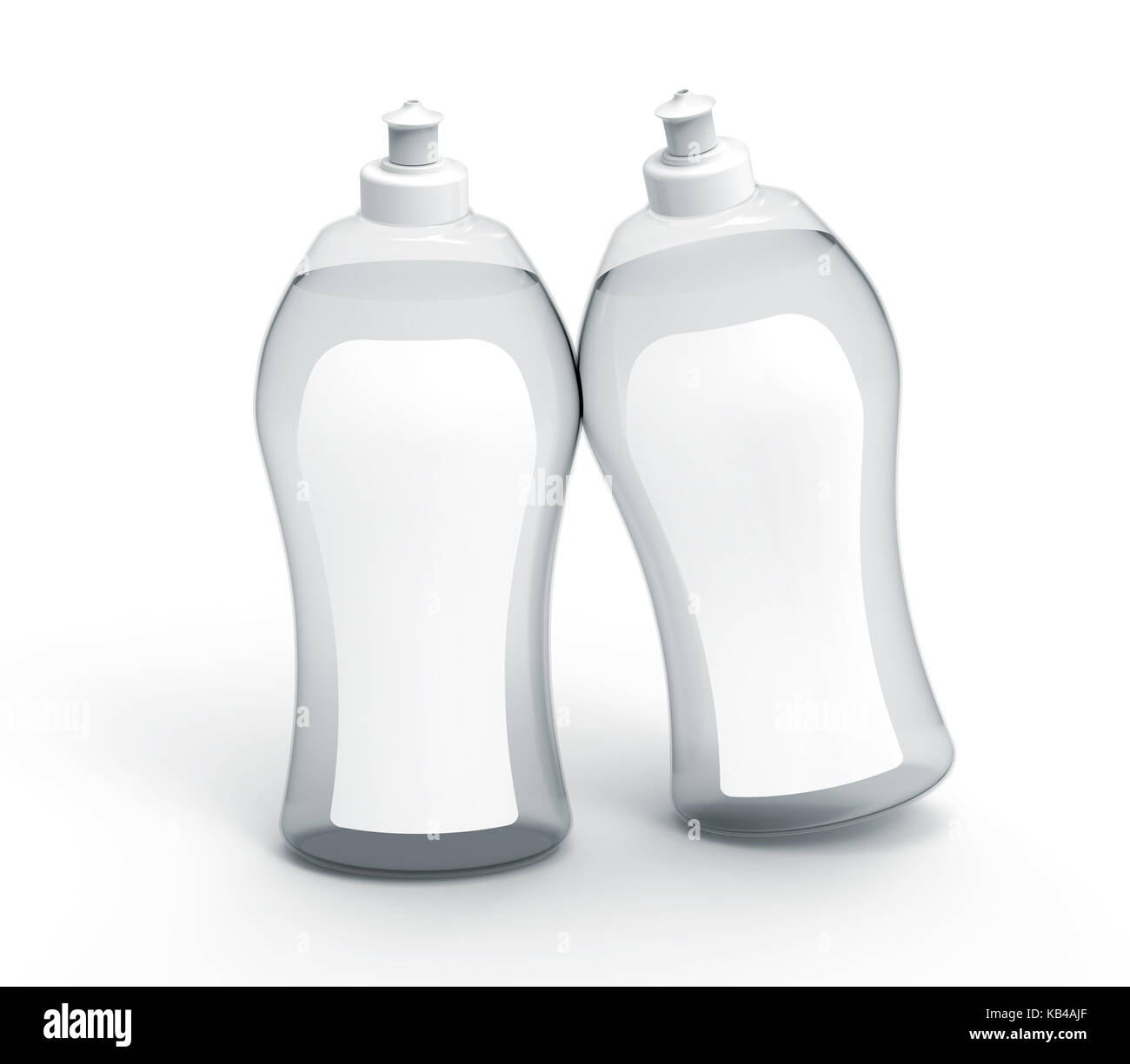 3D rendering Dishwashing liquid, transparent detergent mockup set with ...