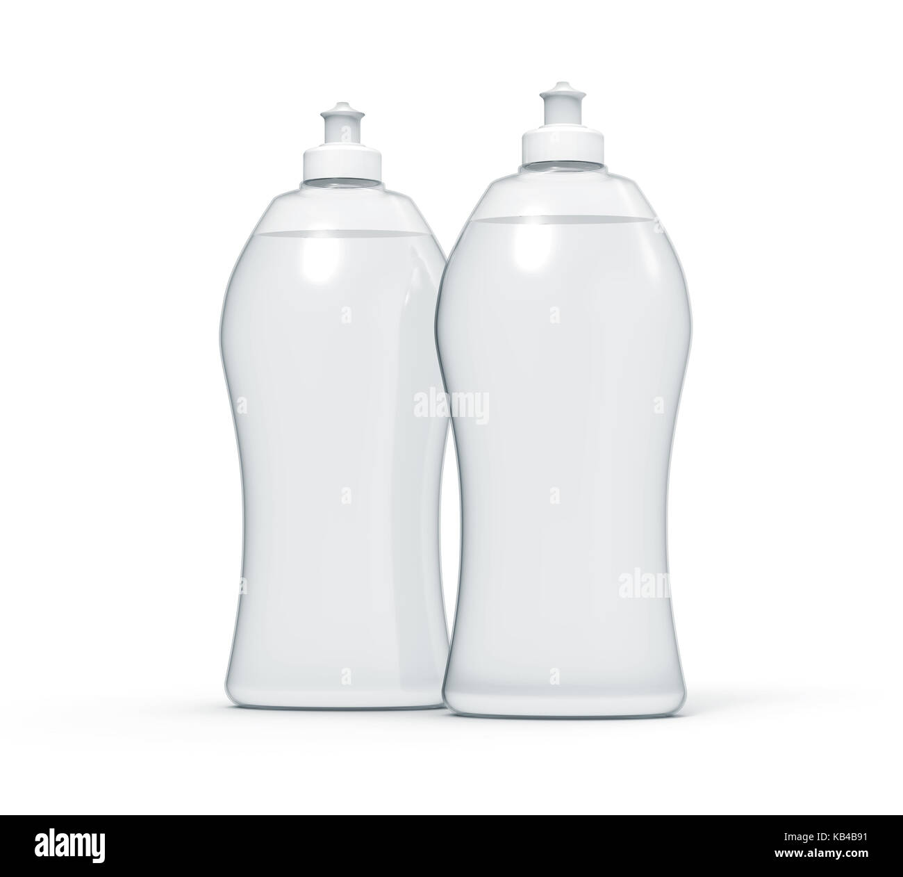 3D rendering Dishwashing liquid, transparent detergent mockup set for ...