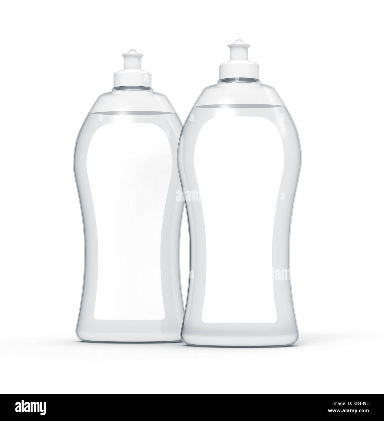 3D rendering Dishwashing liquid, transparent detergent mockup set with ...