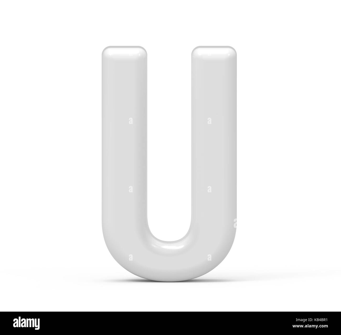 pearl white letter U, 3D rendering inflated alphabet isolated on white ...