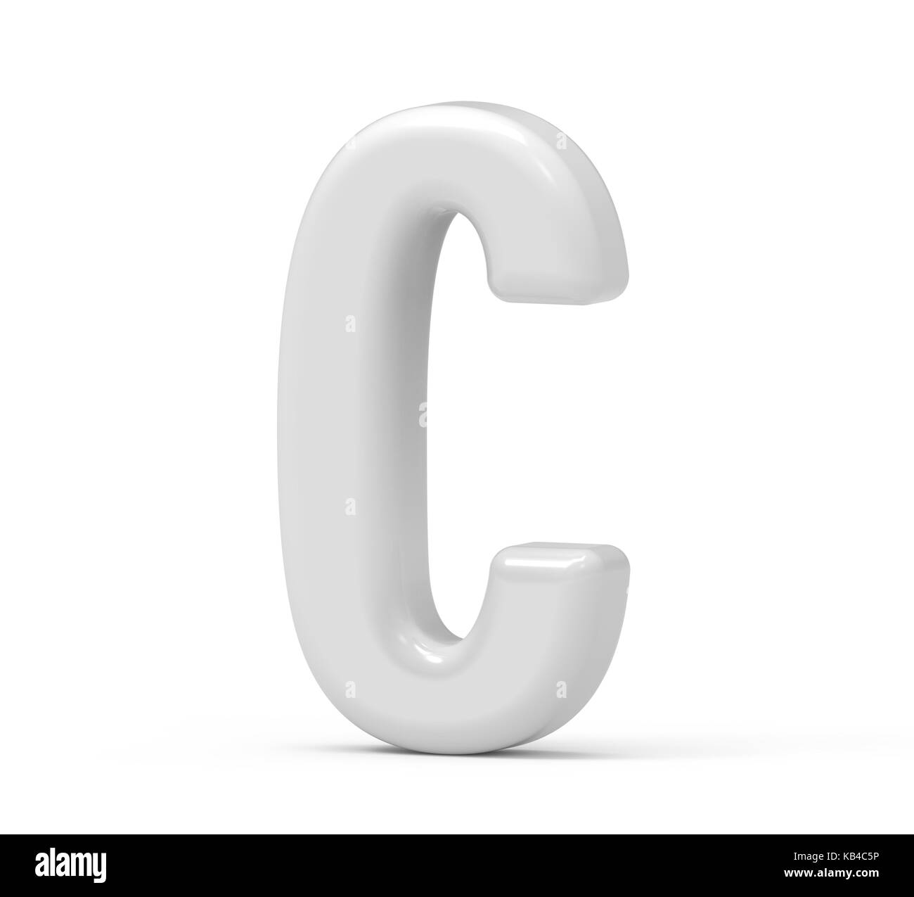 pearl white letter C, 3D rendering inflated alphabet isolated on white ...