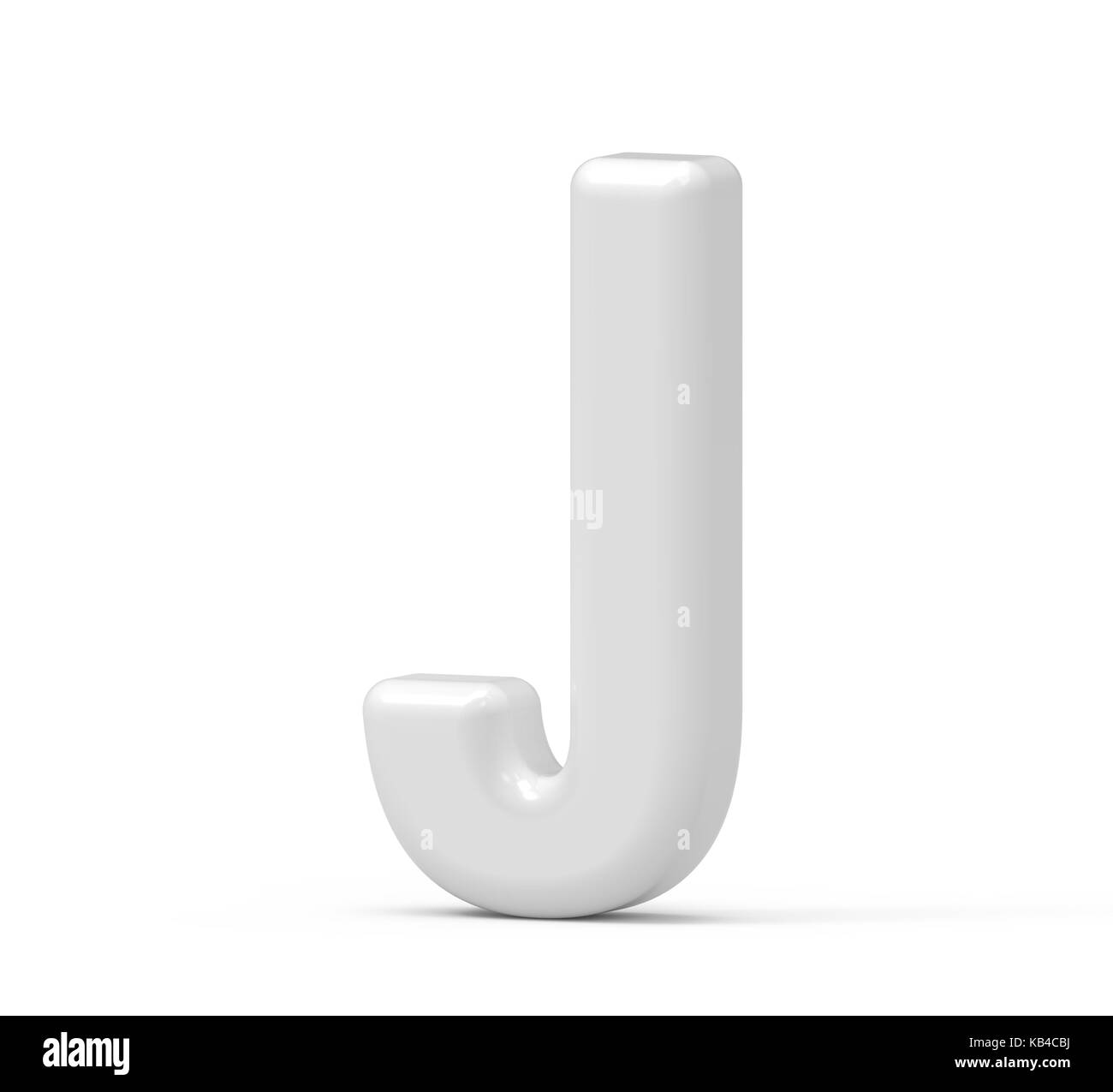 pearl white letter J, 3D rendering inflated alphabet isolated on white ...