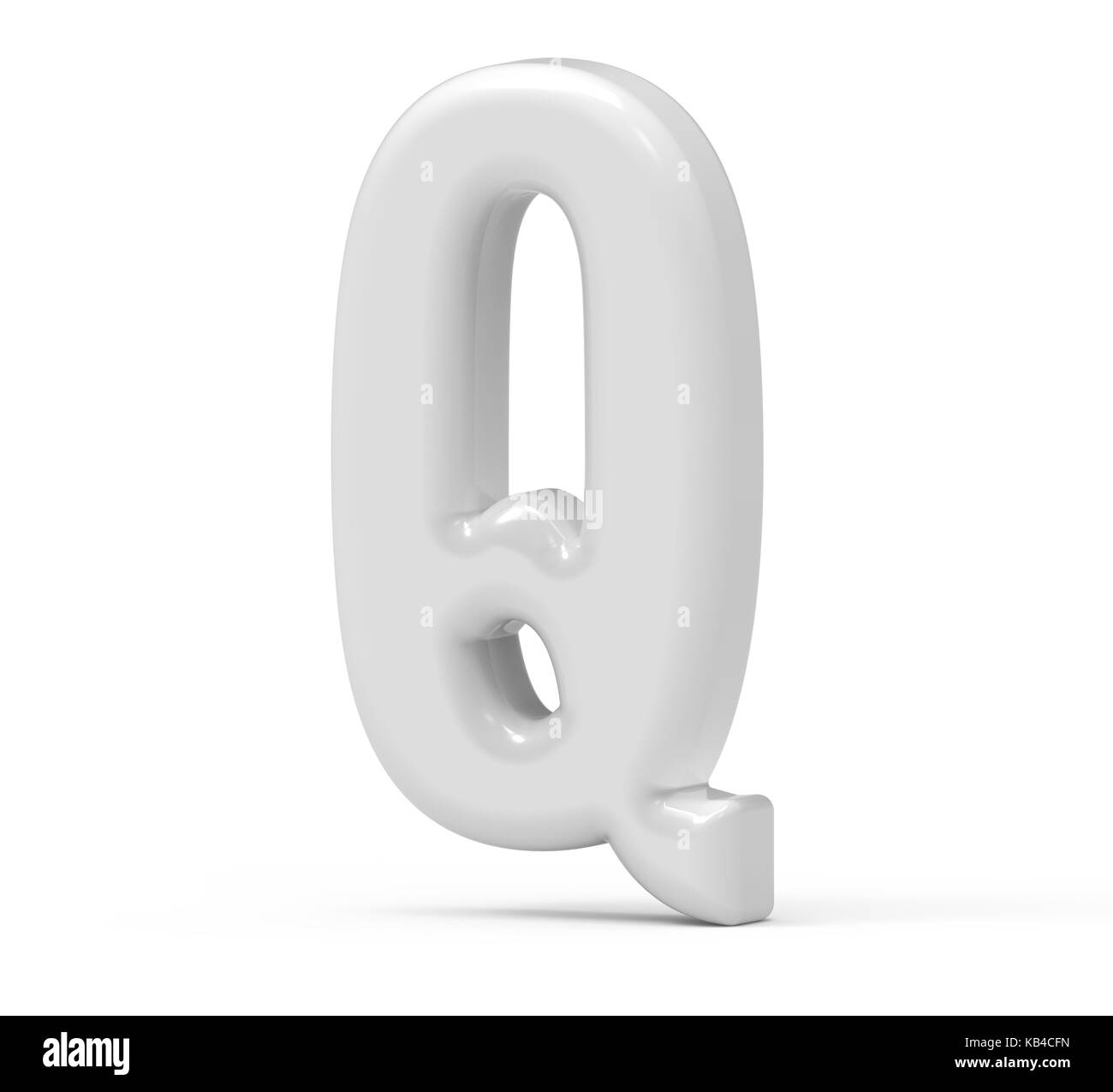 pearl white letter Q, 3D rendering inflated alphabet isolated on white ...