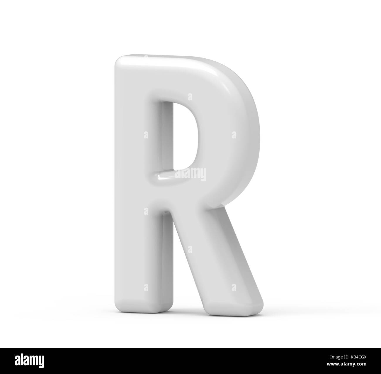 pearl white letter R, 3D rendering inflated alphabet isolated on white ...