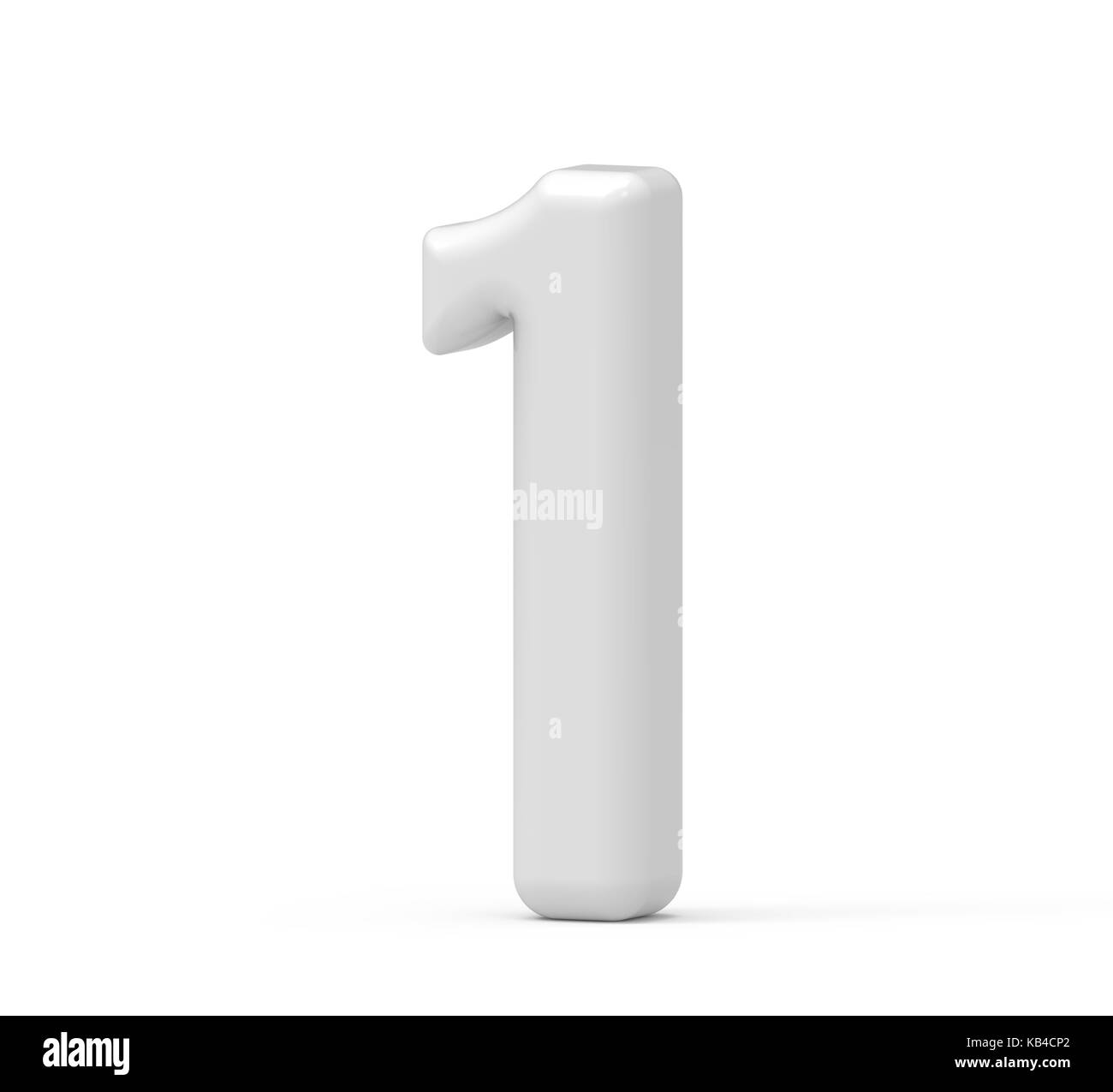 pearl white number 1, 3D rendering inflated number isolated on white ...