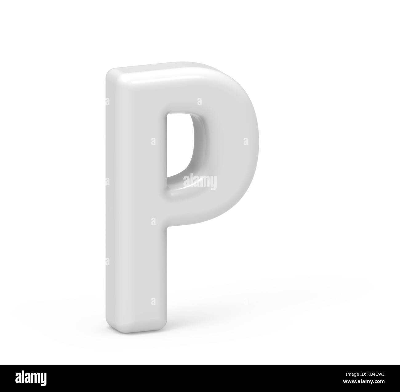 pearl white letter P, 3D rendering inflated alphabet isolated on white ...