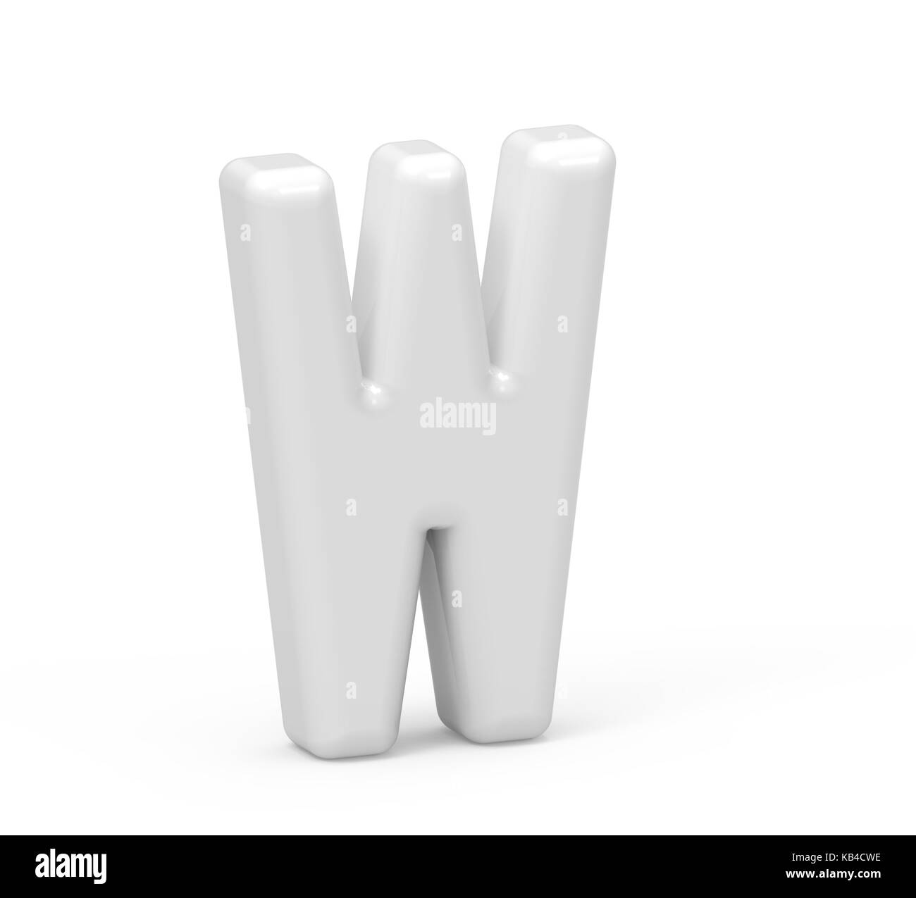 pearl white letter W, 3D rendering inflated alphabet isolated on white ...