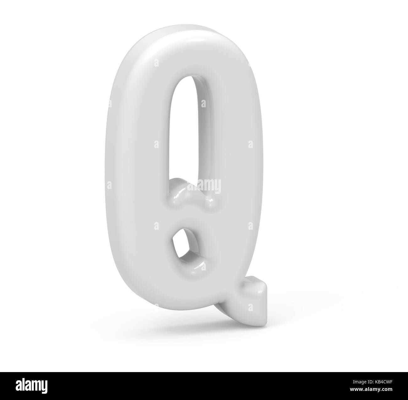 pearl white letter Q, 3D rendering inflated alphabet isolated on white ...