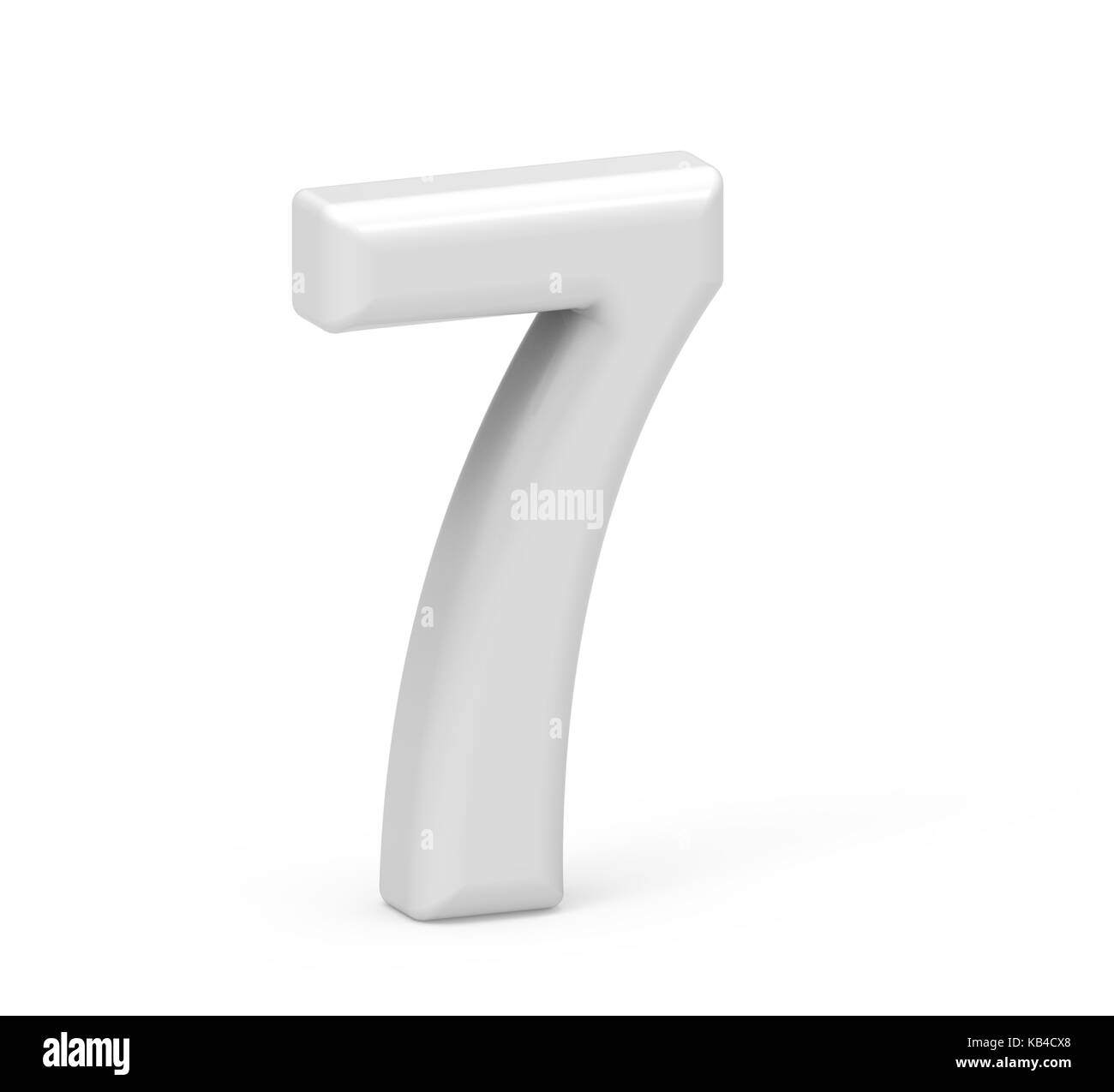 pearl white number 7, 3D rendering inflated number isolated on white ...