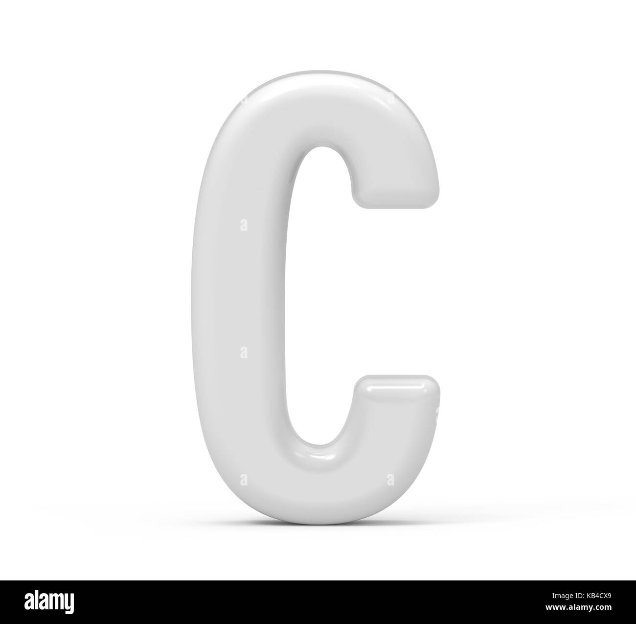 pearl white letter C, 3D rendering inflated alphabet isolated on white ...