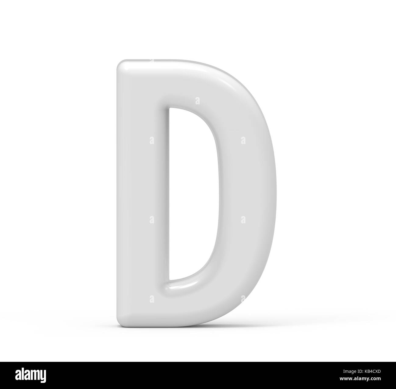 pearl white letter D, 3D rendering inflated alphabet isolated on white ...