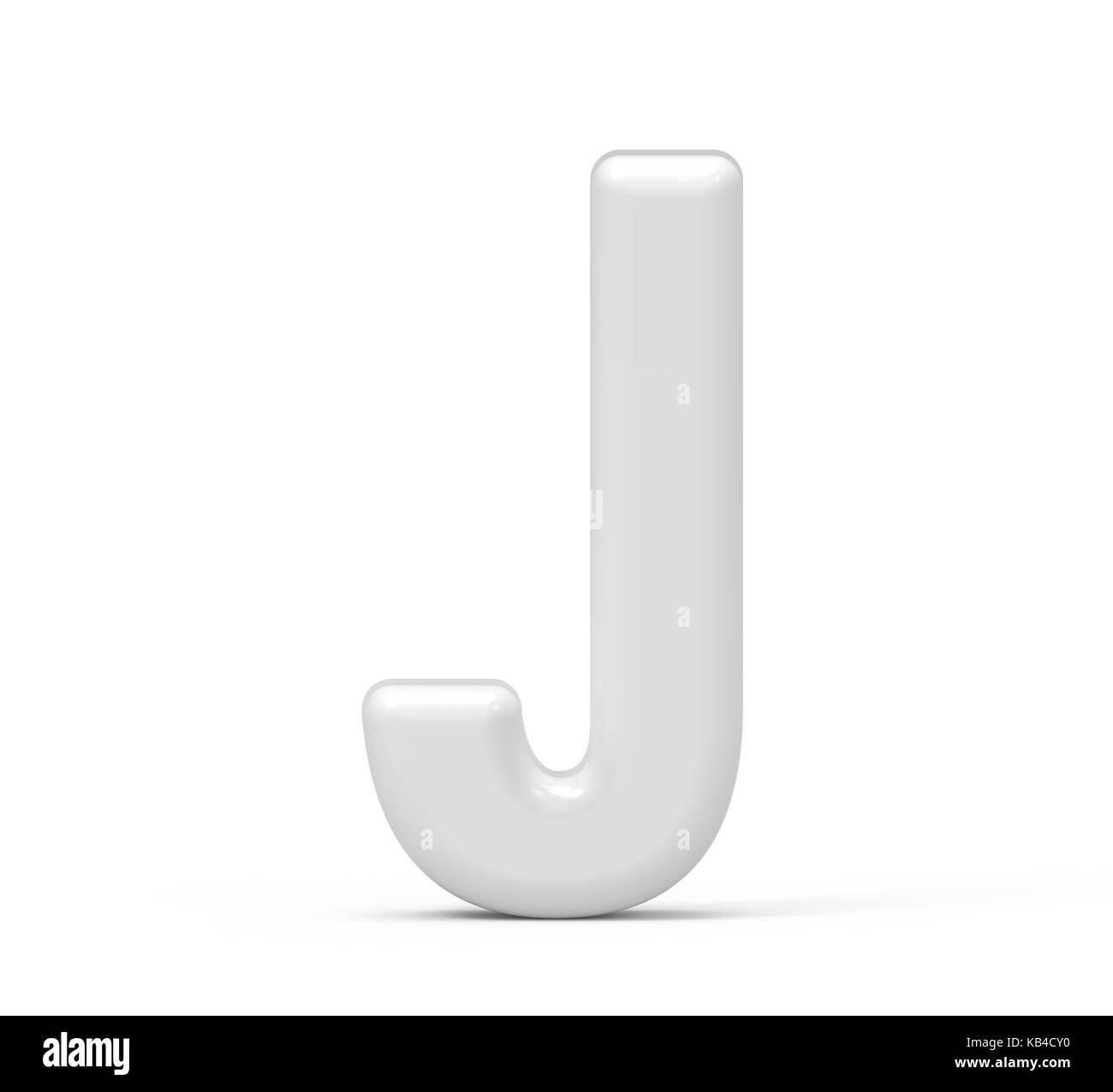 pearl white letter J, 3D rendering inflated alphabet isolated on white ...