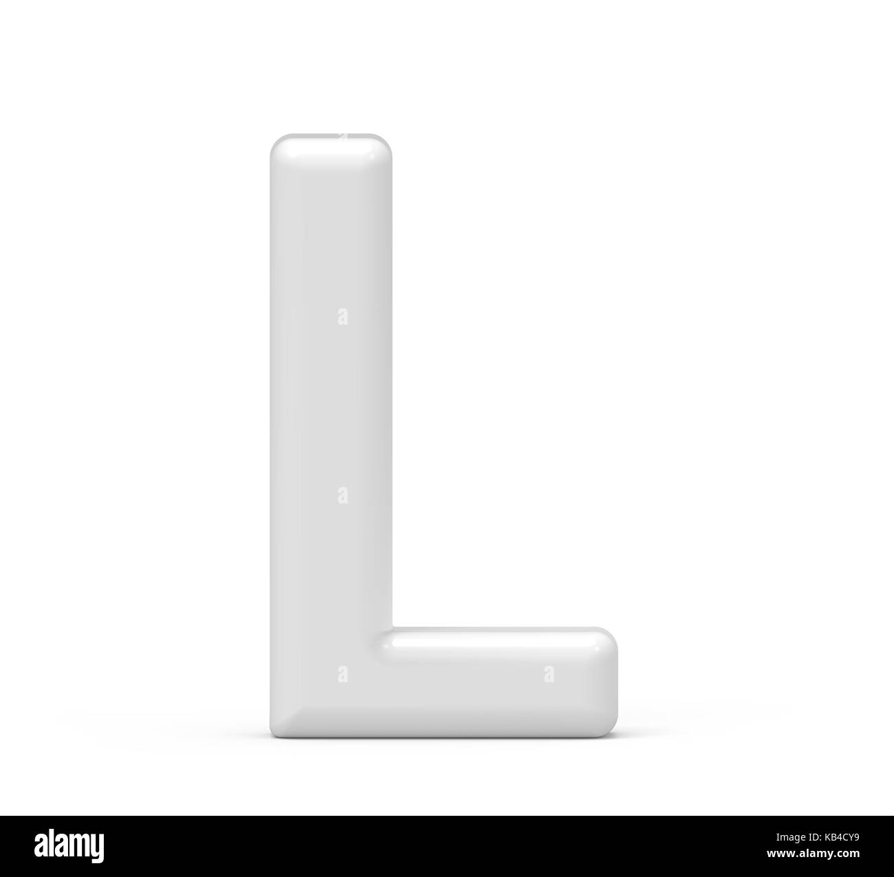 pearl white letter L, 3D rendering inflated alphabet isolated on white ...