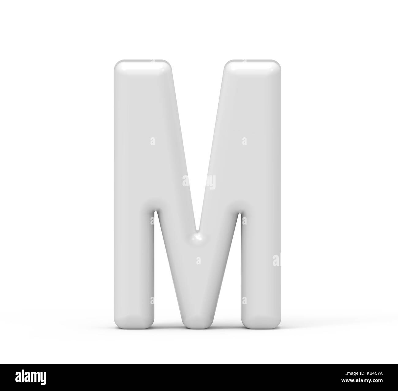pearl white letter M, 3D rendering inflated alphabet isolated on white ...