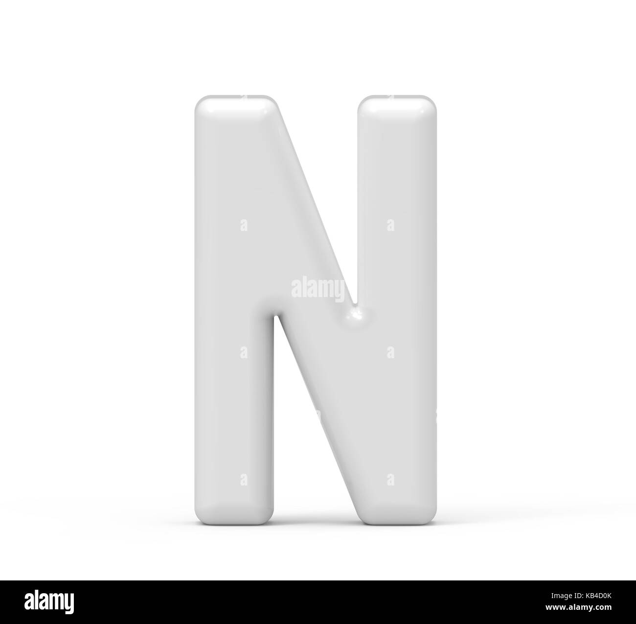 pearl white letter N, 3D rendering inflated alphabet isolated on white ...