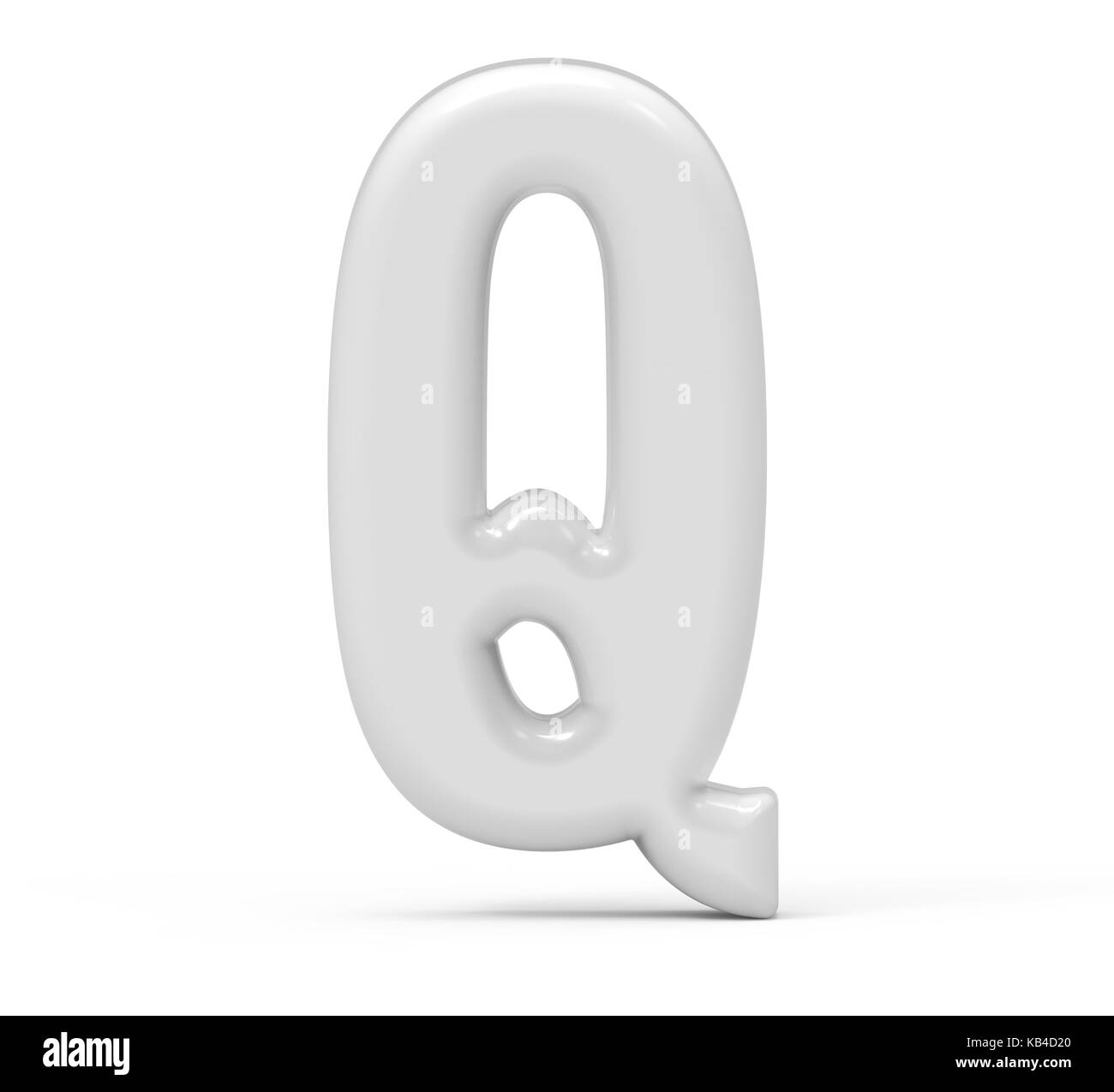 pearl white letter Q, 3D rendering inflated alphabet isolated on white ...