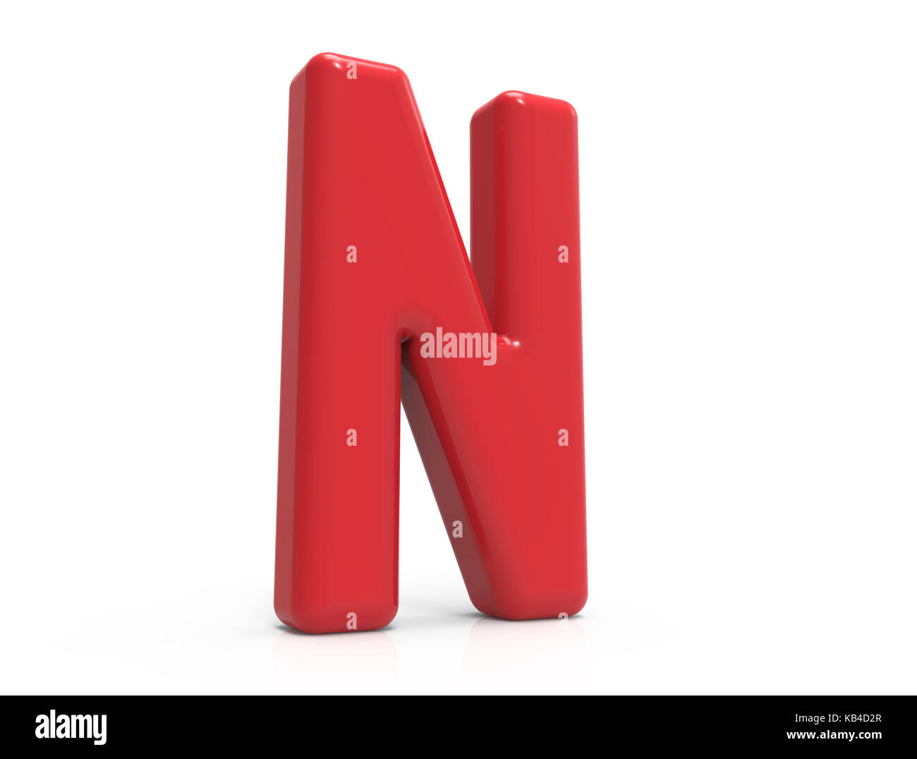 red letter N, 3D rendering red plastic texture alphabet isolated on ...