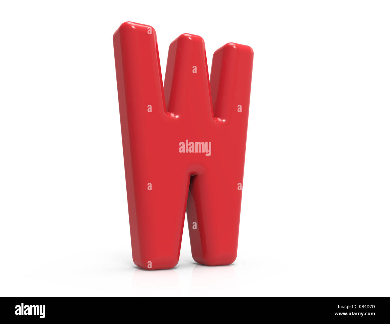 red letter W, 3D rendering red plastic texture alphabet isolated on ...