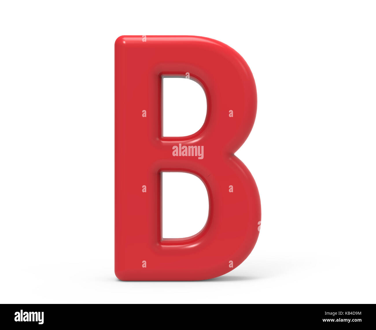 red letter B, 3D rendering red plastic texture alphabet isolated on ...