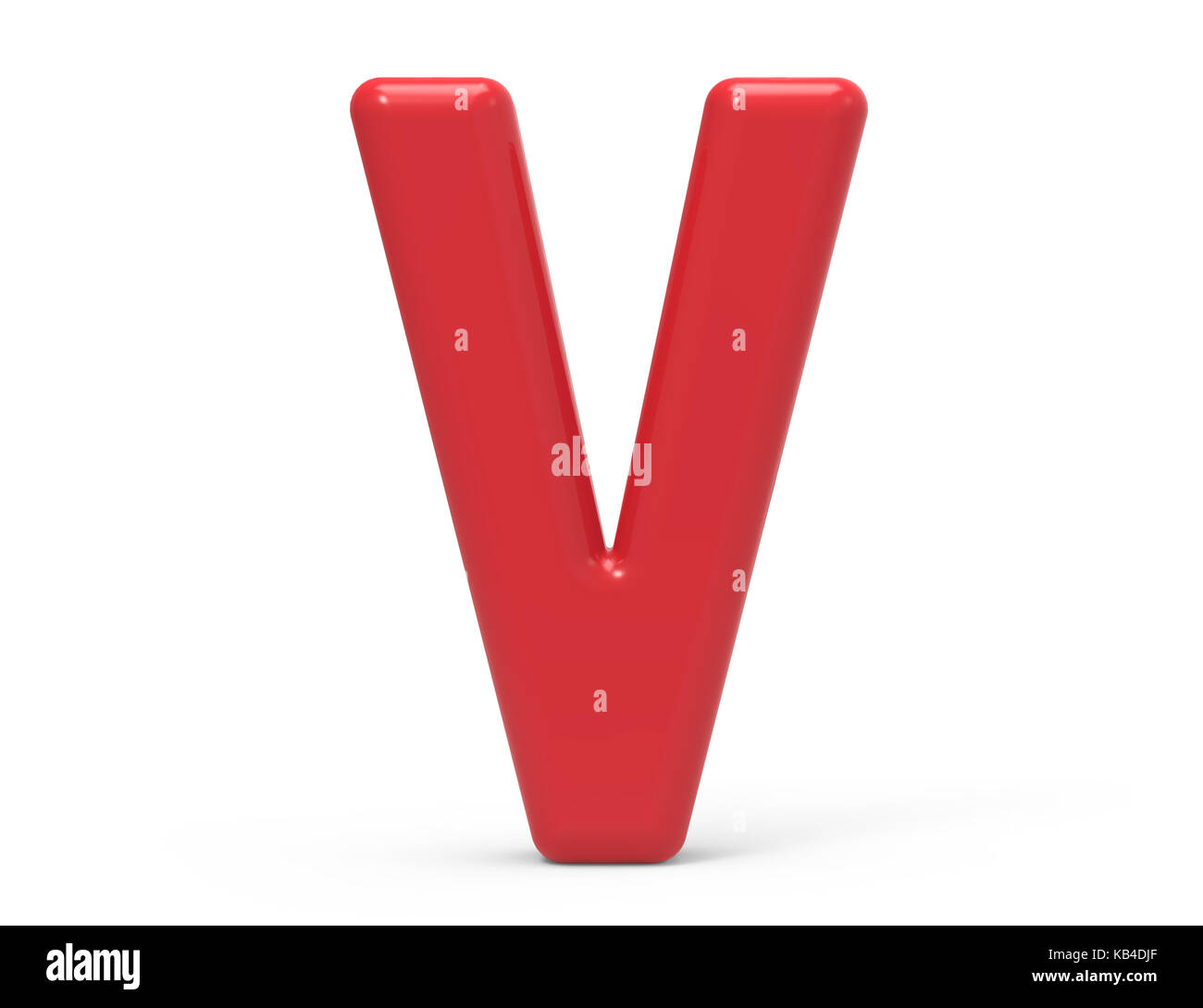 red letter V, 3D rendering red plastic texture alphabet isolated on ...