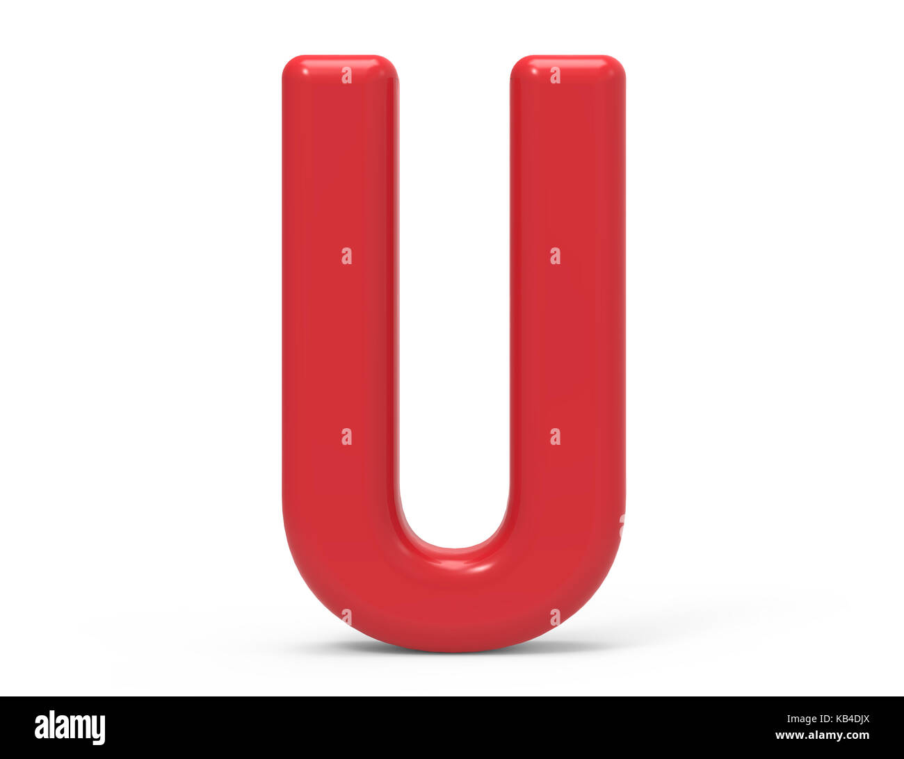 red letter U, 3D rendering red plastic texture alphabet isolated on ...