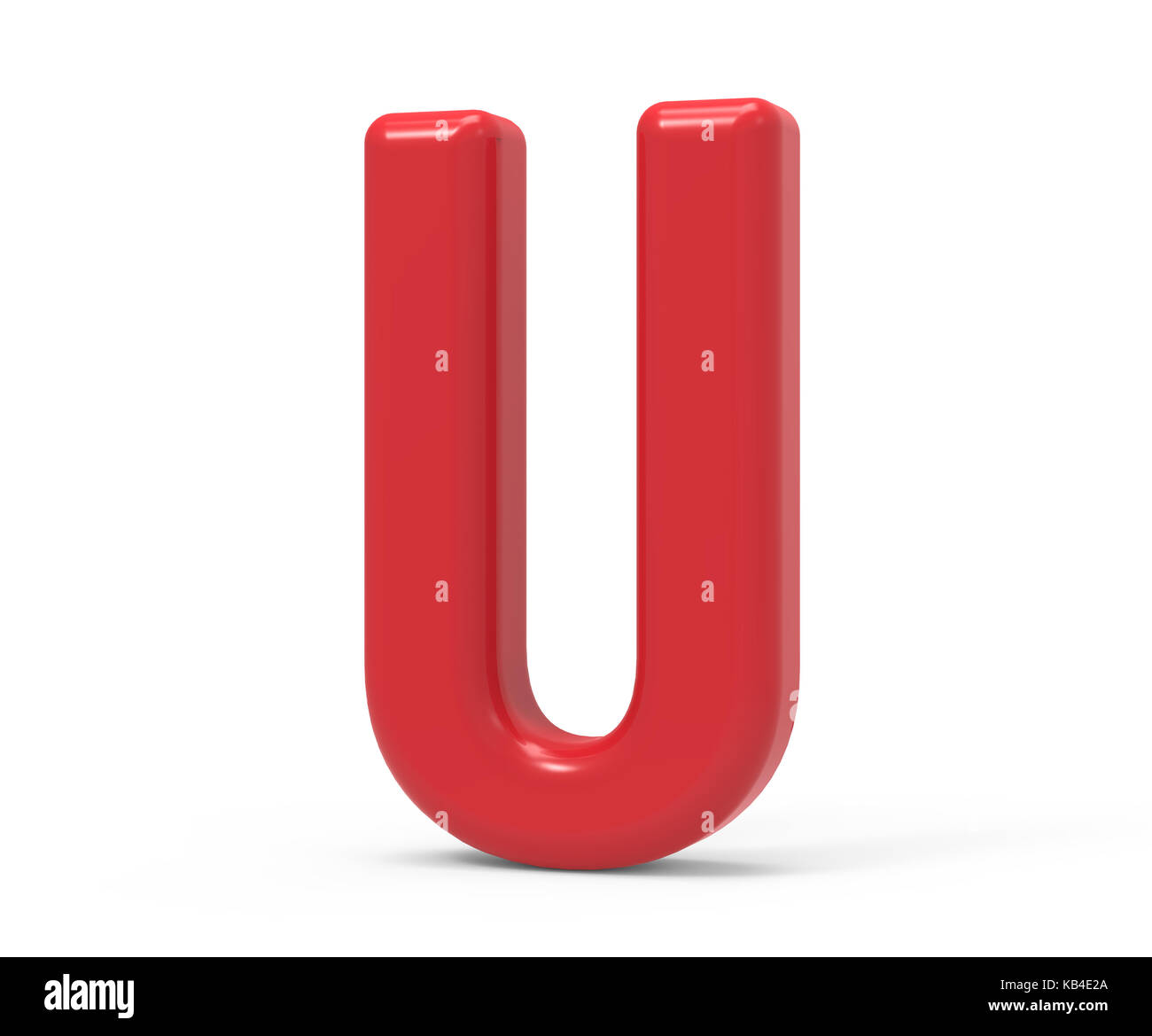 red letter U, 3D rendering red plastic texture alphabet isolated on ...